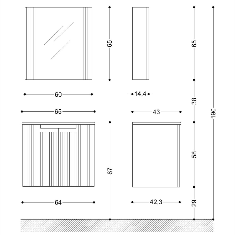 Шкаф с огледало Мая 65 PVC 60x14.4x65см ВИСОТА ⋆ MASTERHAUS