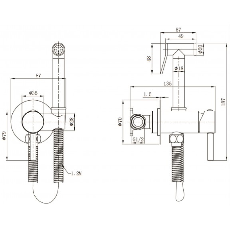 Intimhygiene-Duschset mit Mischbatterie und Schlauch Blake 3314B INTER ...