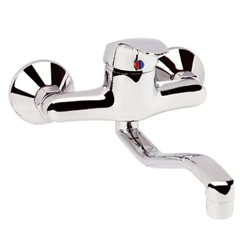 Wall-mounted mixer for kitchen sink with tubular spout Seva New 1 ...
