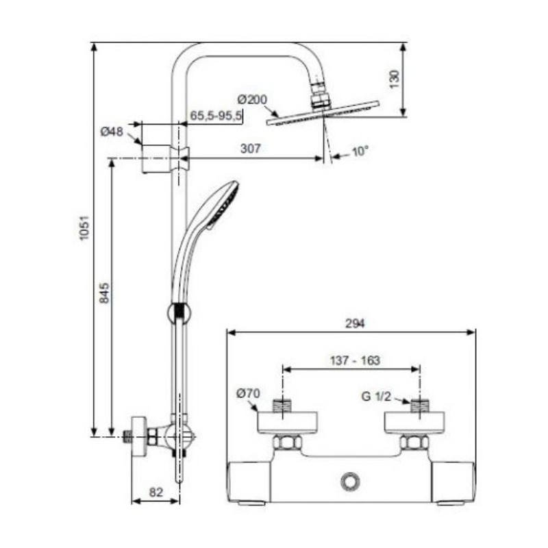 Душ система IdealDuo - с термостат ⋆ MASTERHAUS
