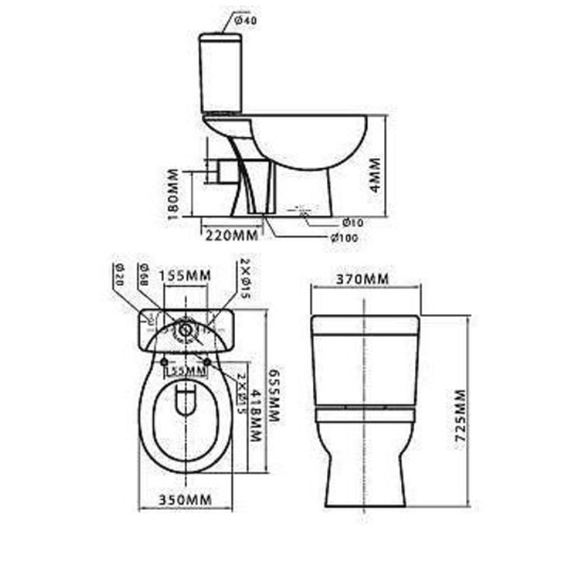 Моноблок със задно оттичане и седалка със забавено падане бял M-121 ...