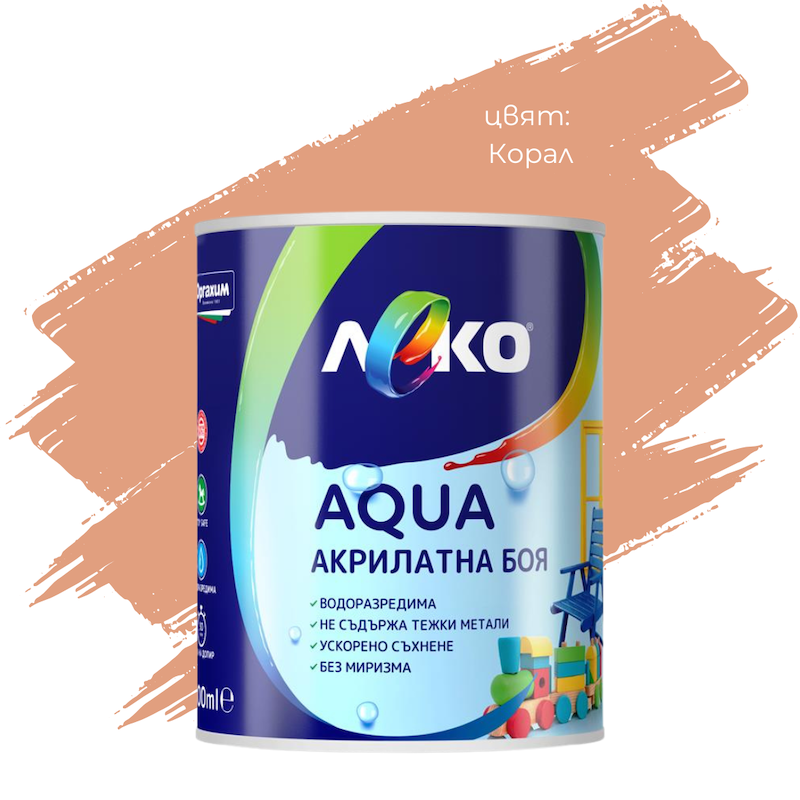 Acrylic satin paint Leko Aqua - 600ml, coral ⋆ MASTERHAUS