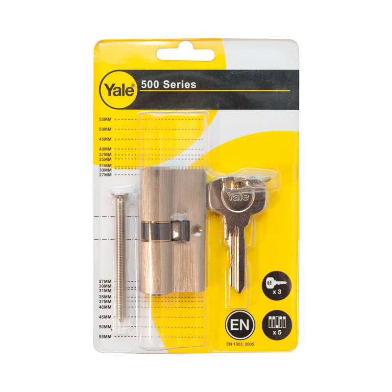 Secret lock - 30/30 DIN lock cartridge, satin nickel, 3 keys ⋆ MASTERHAUS