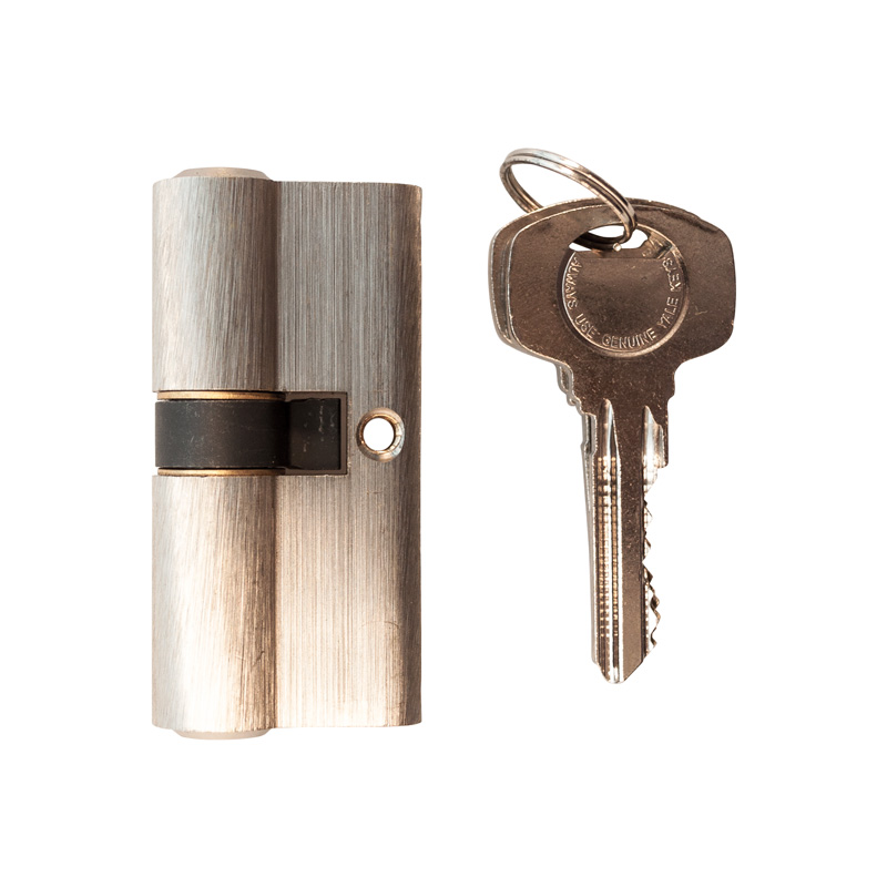 Secret lock - 30/35 DIN lock cartridge, satin nickel, 3 keys ⋆ MASTERHAUS