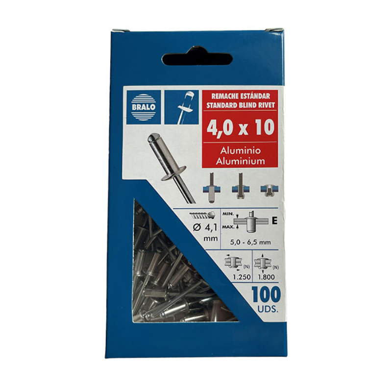 Попнит 4.0х10мм Al стандарт 100бр/блистер BRALO ⋆ MASTERHAUS
