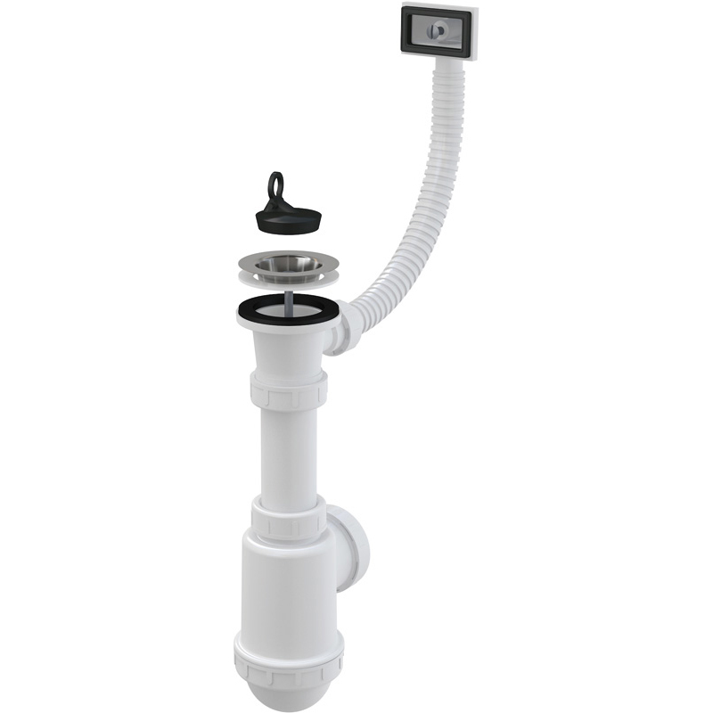 Siphon for washbasin and overflow ф50 / 40 with stainless steel grate ...