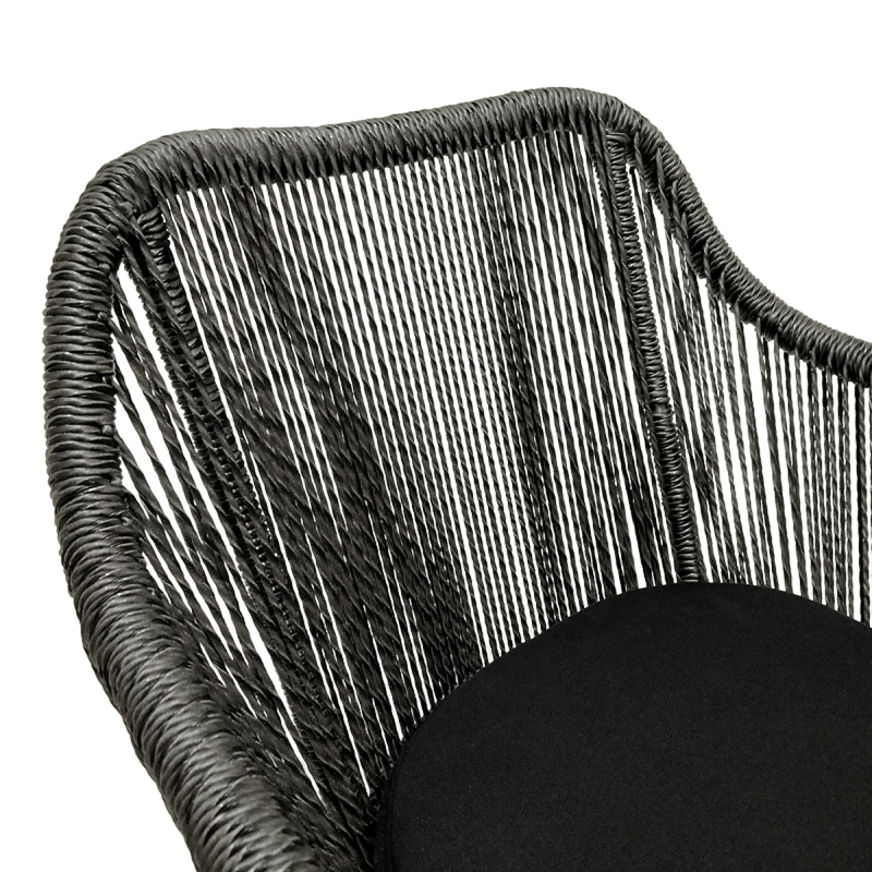 Градински стол Kalie 60х61х80см тиково дърво въже черен ⋆ MASTERHAUS