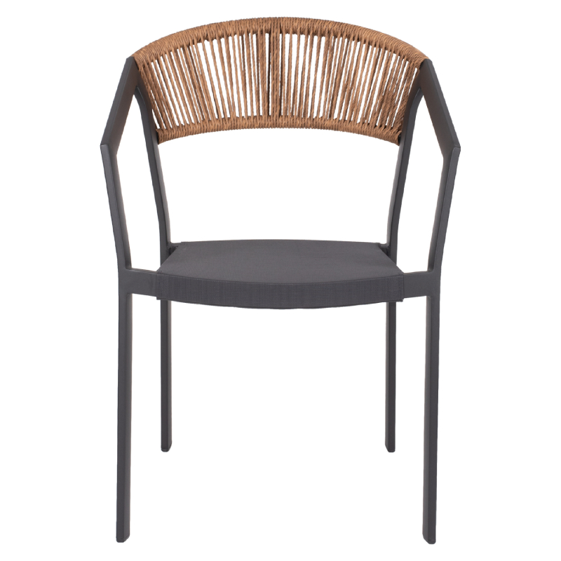 Градински стол с подлакътници изкуствен ратан и алуминий 56.5x58x79см ...