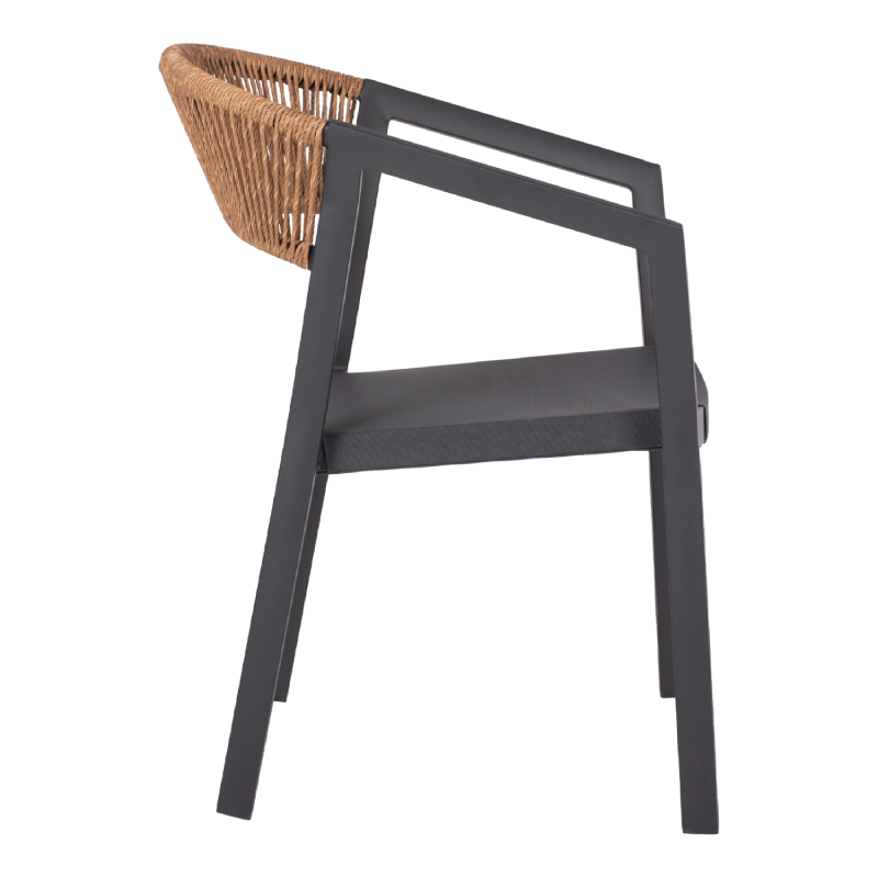 Градински стол с подлакътници изкуствен ратан и алуминий 56.5x58x79см ...