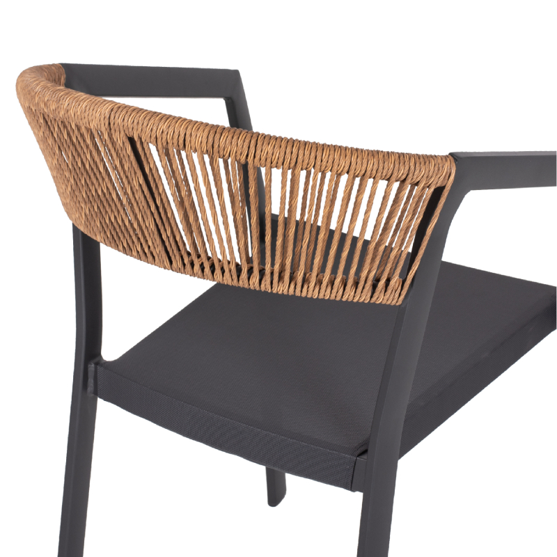 Градински стол с подлакътници изкуствен ратан и алуминий 56.5x58x79см ...