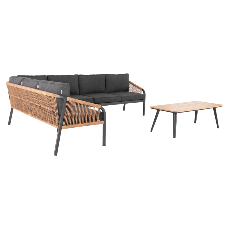 Градински сет Maerly ъглов диван с маса алуминий/синтетично въже ...