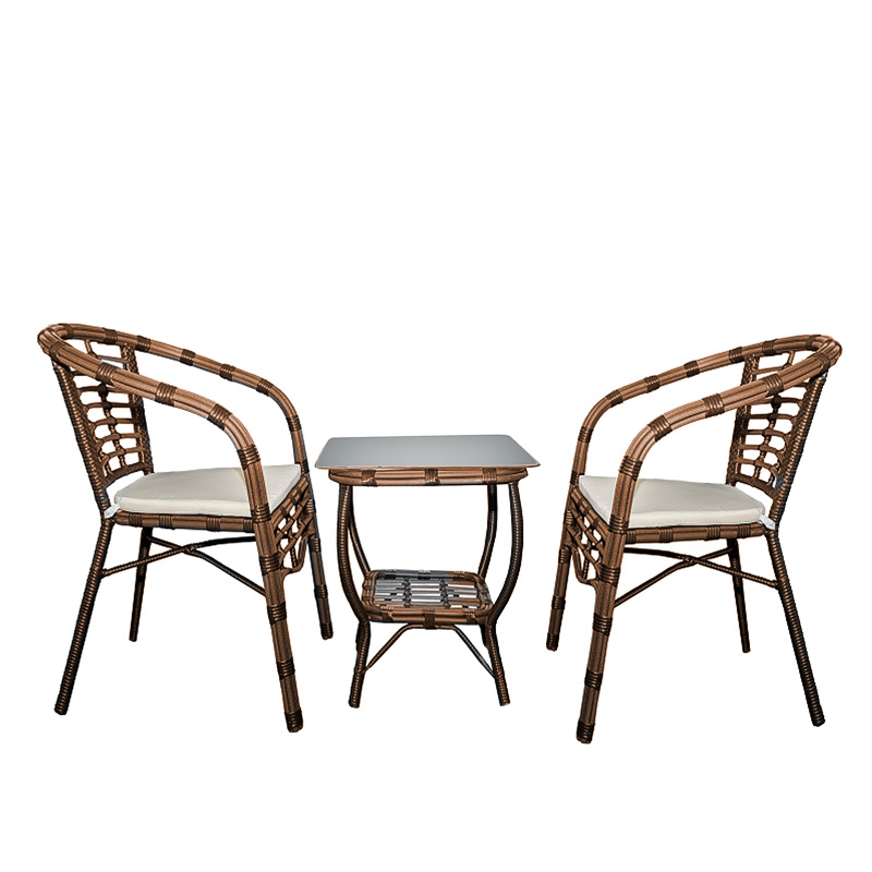 Комплект градински мебели 3 части - Маса и столове, изкуствен ратан ...