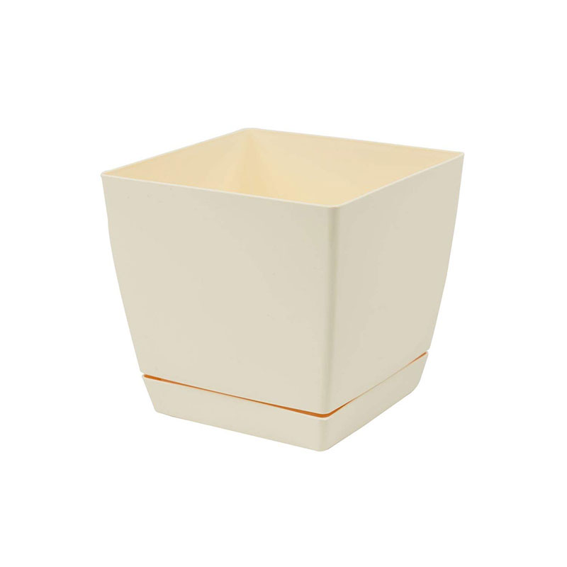 Plastic square pot with 1.5 l base, 14 x 14 cm, COUBI cream ⋆ MASTERHAUS