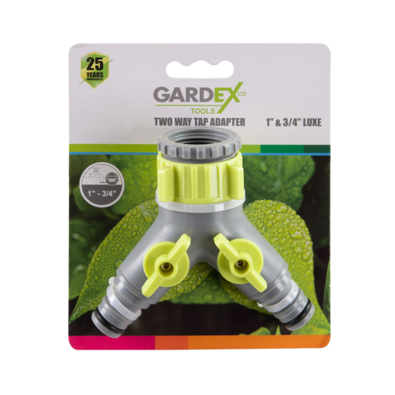 Разклонител 3/4"-1" за кран с два изхода за бързи връзки 403404 GARDEX ...