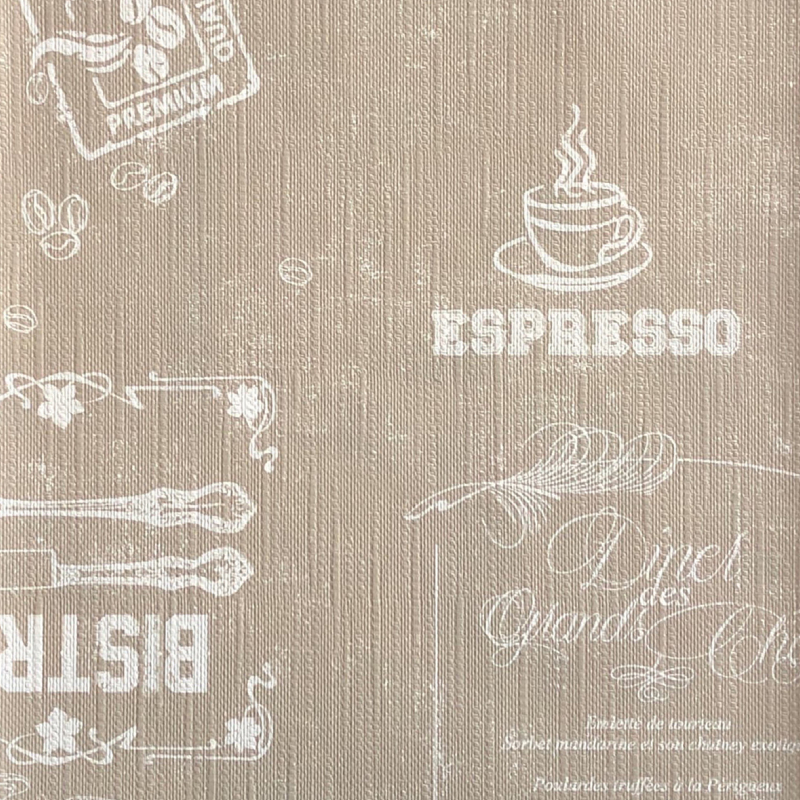 Tarpaulin Aldeco Tref 140cm squares coffee inscriptions taupe ⋆ MASTERHAUS