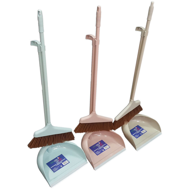 Broom/brush with dustpan and rubber handle, gray 70701 ⋆ MASTERHAUS