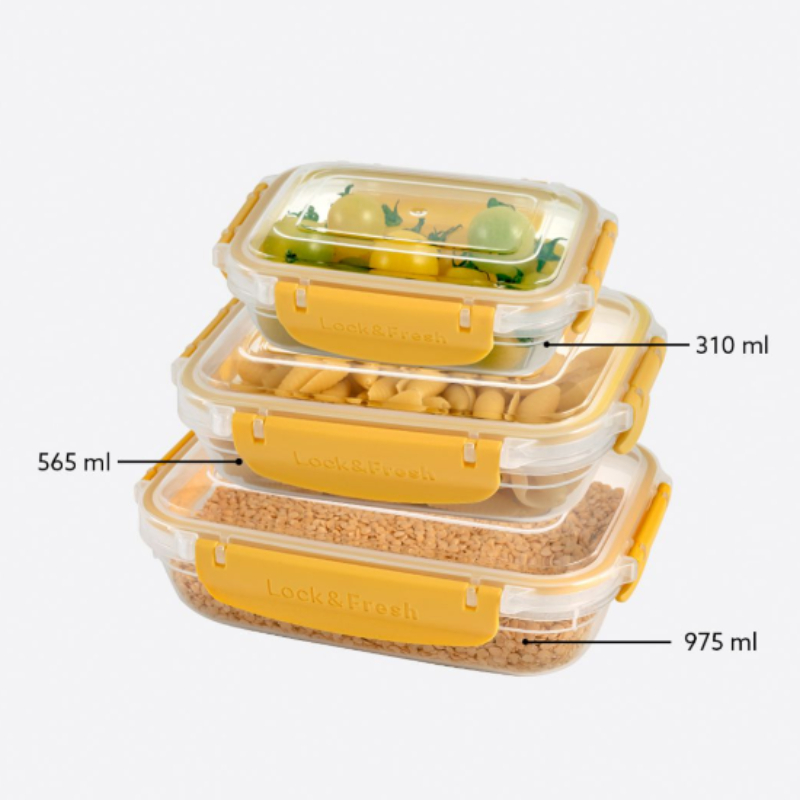 Storage boxes 3pcs Lock&Fresh yellow 0.31/0.56/0.98l 30886 DUNYA ⋆ ...