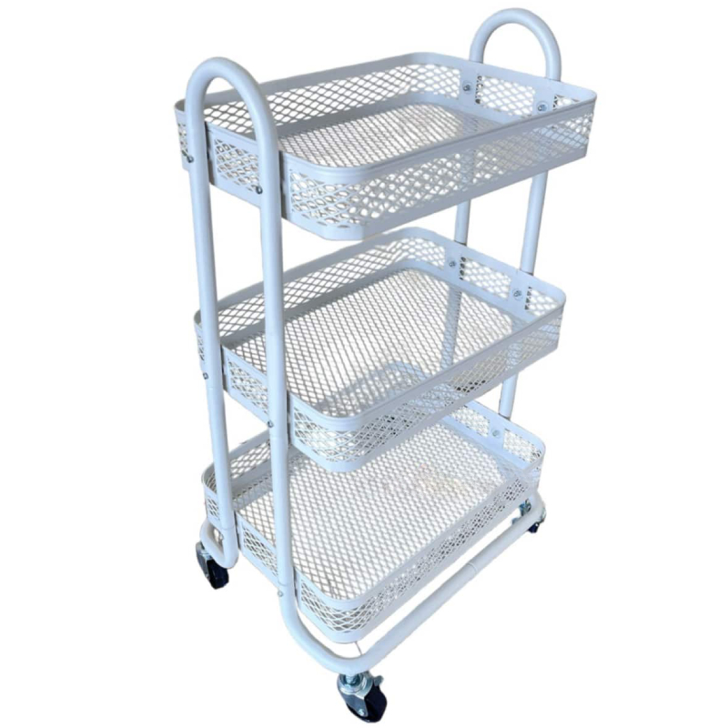 Mobile shelf 46x34x79cm for kitchen, metal, white 110751 ⋆ MASTERHAUS