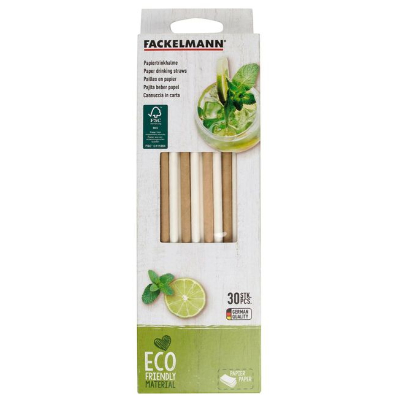 Paper straws 15cm/30pcs Bio Ø8mm 54833 FACKELMANN ⋆ MASTERHAUS