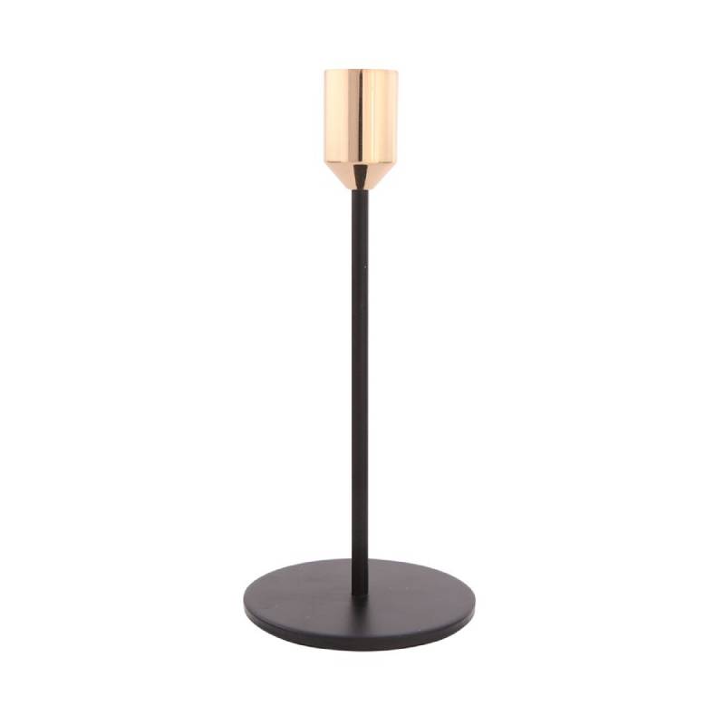 Candlestick metal 8 x 18 cm black matt with gold edging ⋆ MASTERHAUS