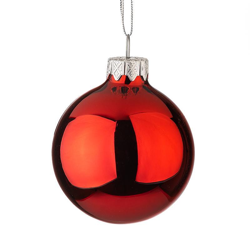 Коледна топка стъклена 8см тъмно червена G8-0073 ⋆ MASTERHAUS