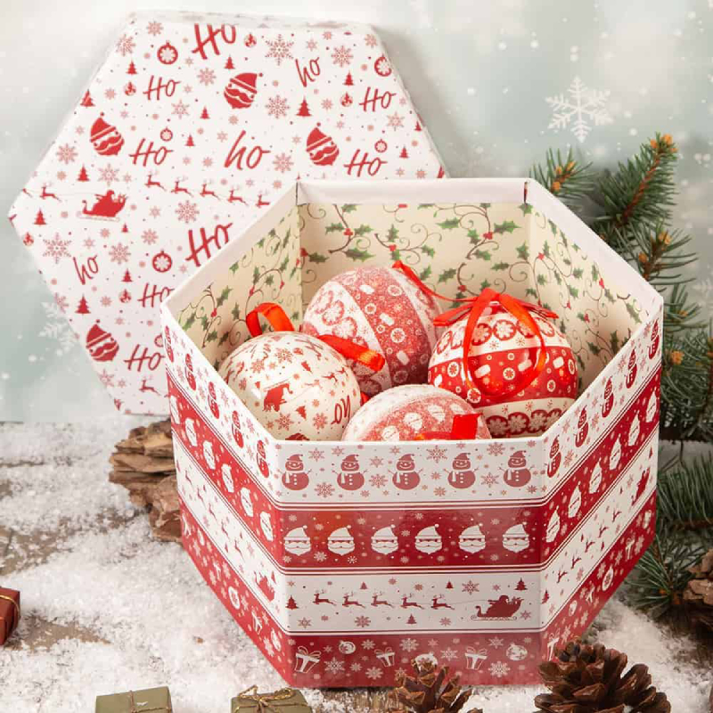 Christmas ball 7.5cm red and white 24030018 ⋆ MASTERHAUS