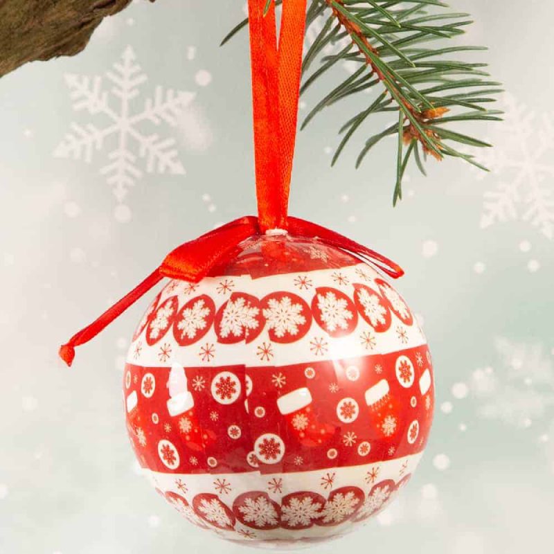 Christmas ball 7.5cm red and white 24030018 ⋆ MASTERHAUS