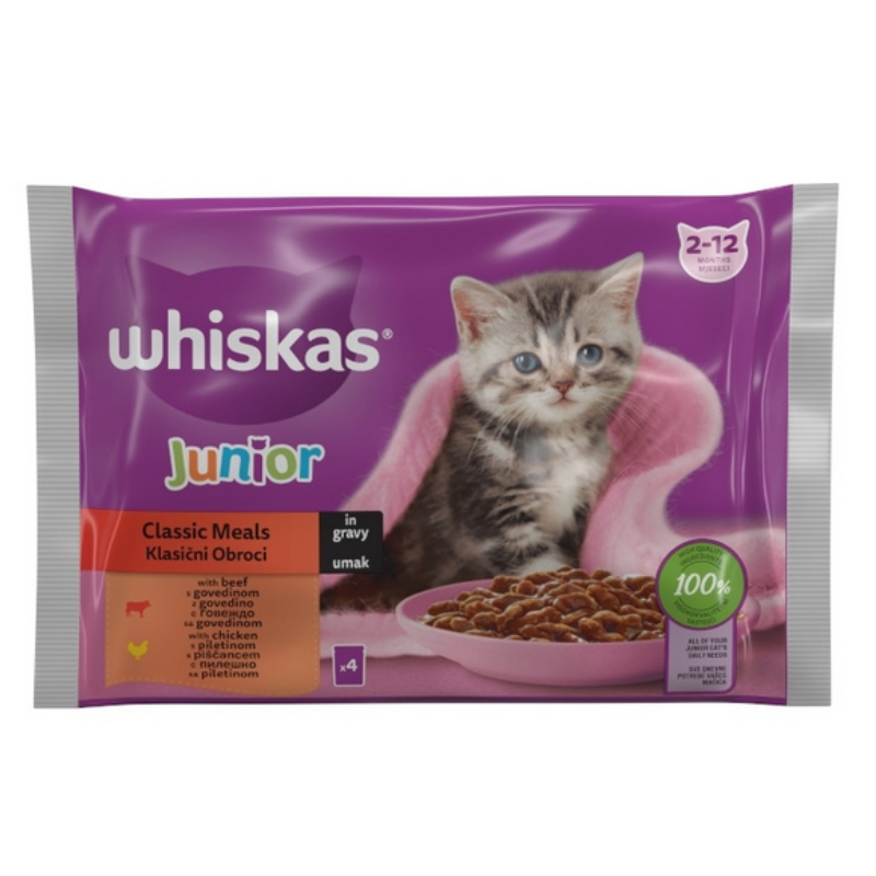 Храна Whiskas Pouch 4х85гр Jun класик в желе 10494 WHISKAS ⋆ MASTERHAUS