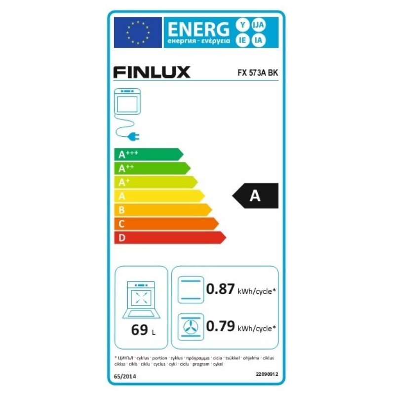Built-in oven FX 573A BK, 69 l, mechanical control, black, FINLUX ⋆ ...