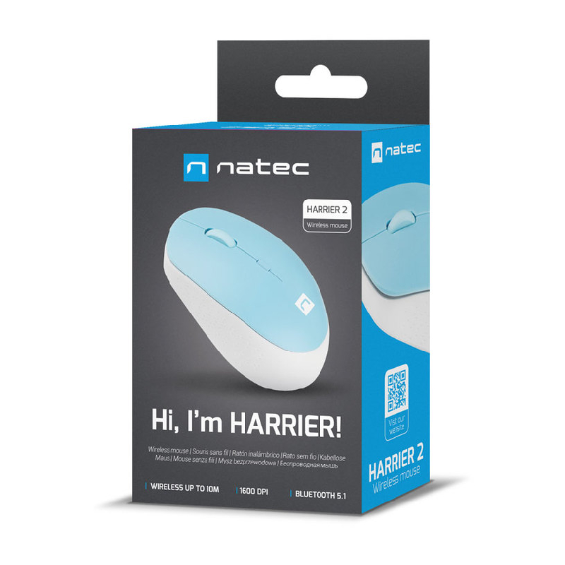 Wireless mouse 1600DPI white/blue, NATEC HARRIER 2 NATEC ⋆ MASTERHAUS