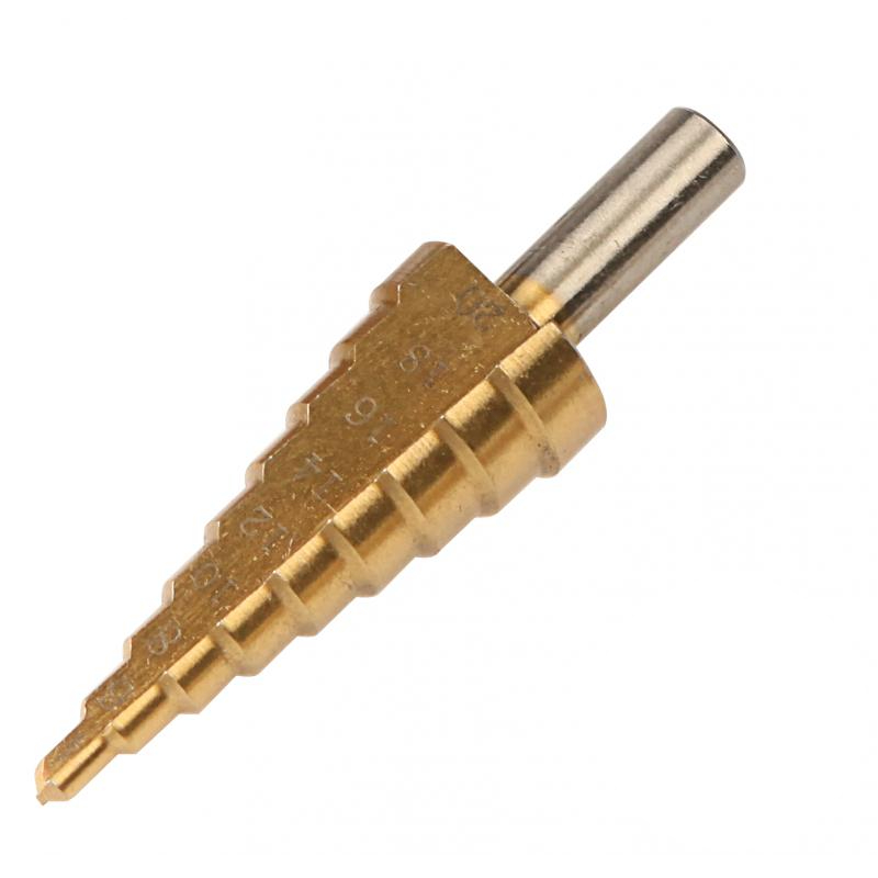 Step drill - Ф 4 - 20mm, HEX 1/4" HSS+TIN ⋆ MASTERHAUS