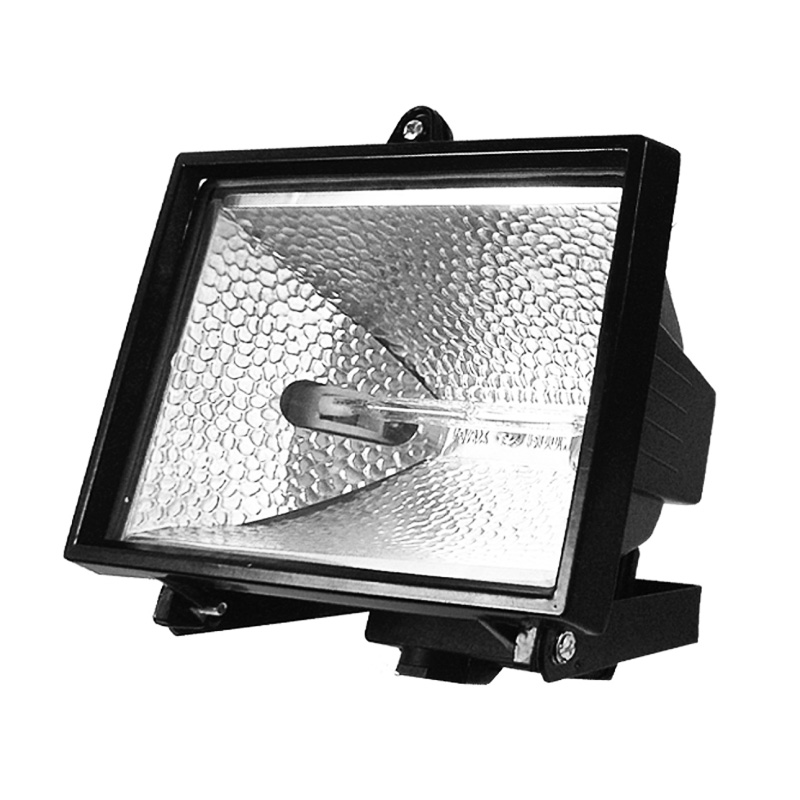 Spotlight halogen 500W R7s IP44 black ⋆ MASTERHAUS
