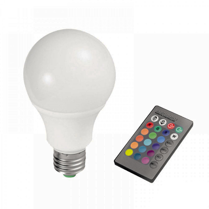 LED лампа 10W, E27, RGB 3000K, IP44, димируема с дистанционно ⋆ MASTERHAUS