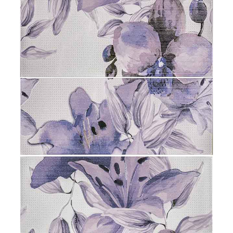 Decorative tile Viola Flowers 2462, 50/60cm, set of 3 tiles 20/50cm ...