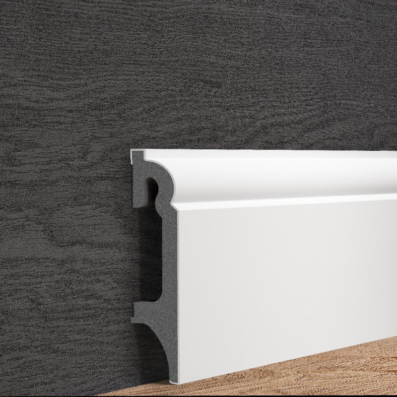 Перваз подов Еспумо 2.4м ESP 301 PVC 80 мм бял заоблен ⋆ MASTERHAUS