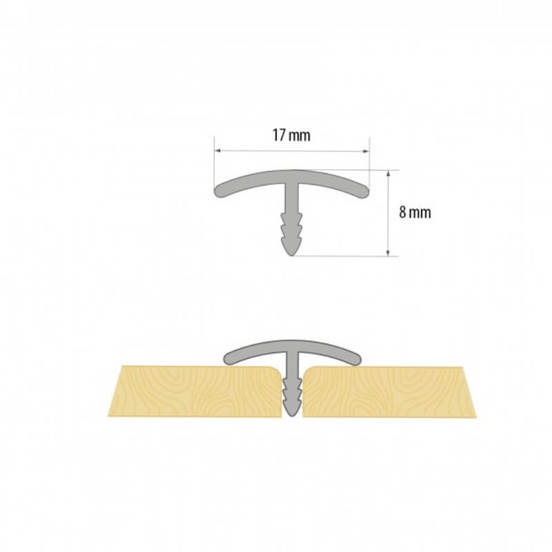 PVC profile for T-shaped transition 17mm forest maple 275cm 2445122 CEZAR ⋆ MASTERHAUS