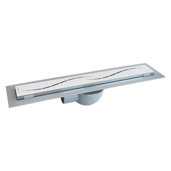 Linear floor siphon for bathroom 50 cm, stainless steel grille, side ...