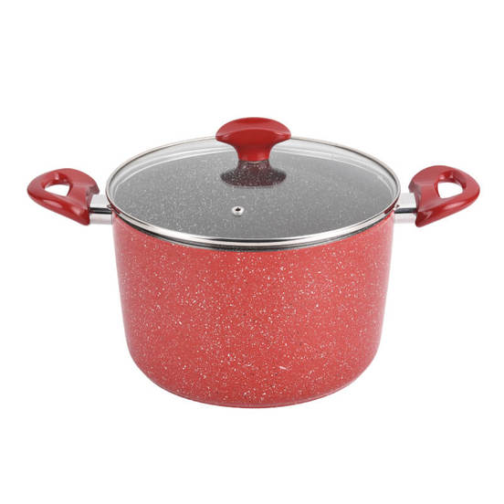 Deep pot - 24 cm, forged aluminum, marble finish ⋆ MASTERHAUS