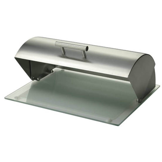 Bread box 39 x 29 x 15.3 cm stainless steel and ZELLER glass ⋆ MASTERHAUS