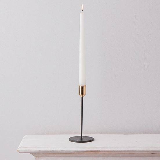 Candlestick metal 8 x 18 cm black matt with gold edging ⋆ MASTERHAUS