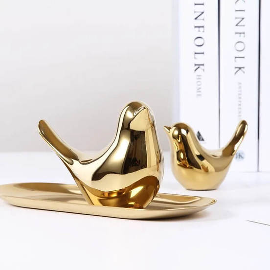 Decorative bird figure 7.8x3.5x6.3cm golden ⋆ MASTERHAUS