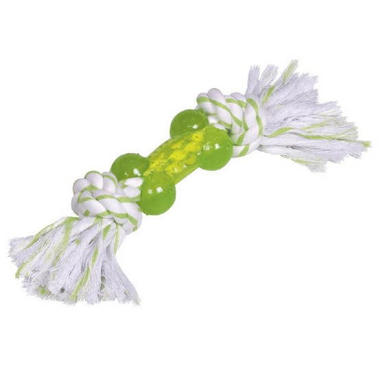 Dog toy mint with rope TPR bone 27cm 59981 ⋆ MASTERHAUS