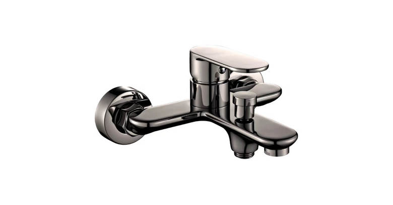 Wall-mounted bath and shower mixer with 1 handle black sapphire ...