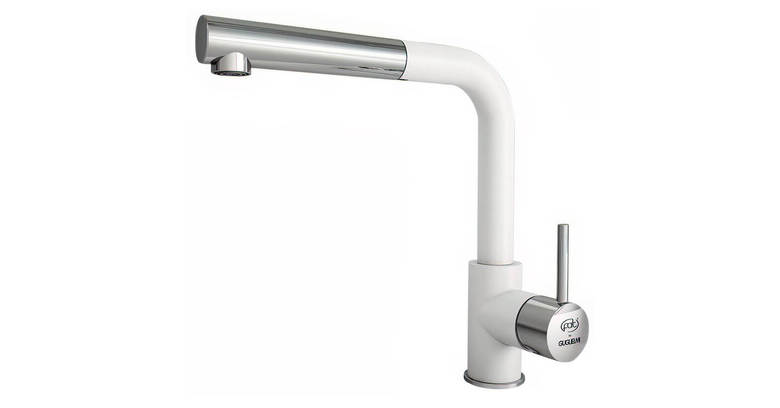 White standing kitchen mixer with pull-out shower 689361000 FAT ⋆ ...