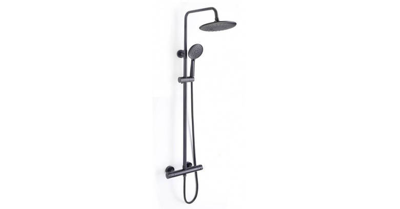 Shower system Solange with mixer with thermostat color black ⋆ MASTERHAUS