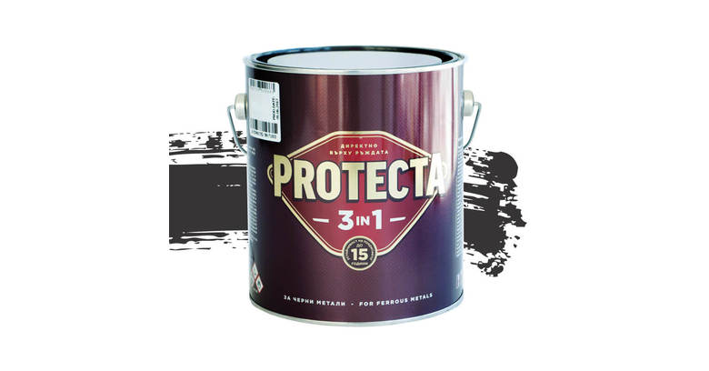 Eмайллак за метал Protecta 3 в 1 - 2.5л, черен ⋆ MASTERHAUS