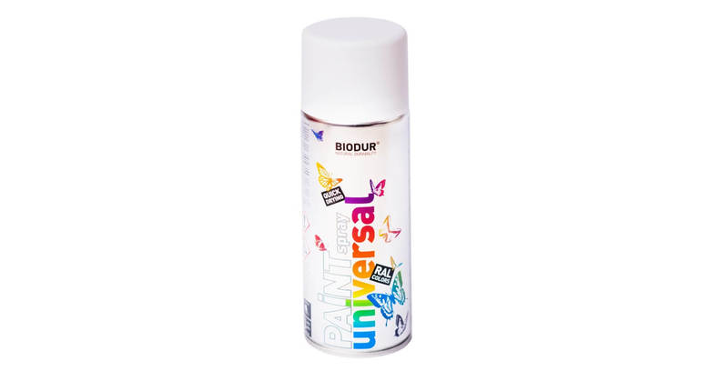 Spray paint universal, white matt RAL 9010 Biodur 400ml ⋆ MASTERHAUS