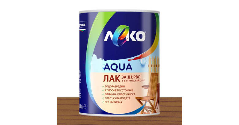 Лак для дерева Leko Aqua - 600 мл, орех ⋆ MASTERHAUS