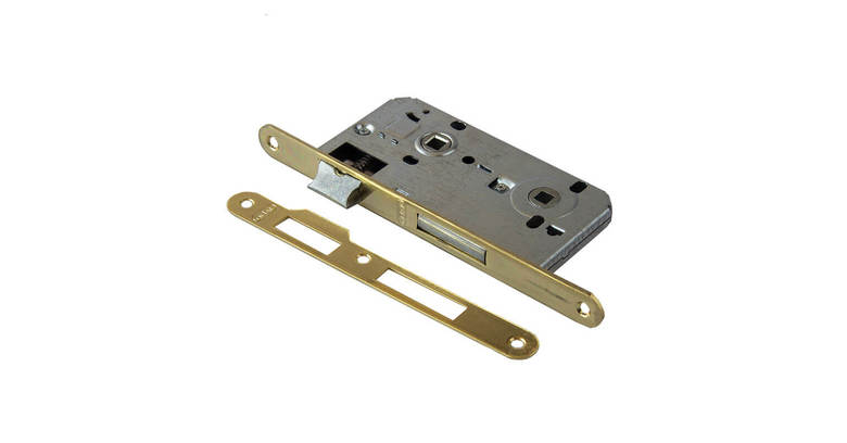 Service door lock 70mm, straight counterpart, brass ⋆ MASTERHAUS
