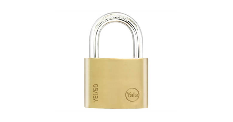 Essential padlock 50mm, brass, 3 keys ⋆ MASTERHAUS